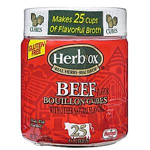 Herb Ox Beef Bouillon, 25 Cubes and 8 Packets (Pack of 2) - with Make Your Day Mini Bamboo Spatula