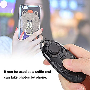 Mini VR Remote Controller, Wireless Bluetooth Gamepad, Mobile Phone Selfie Camera Shutter, Flip E Book/PPT/Nook Page, for VR Headset, Phone, TV Box, etc (Black)
