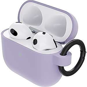 OtterBox Soft Touch Headphone Case for AirPods 3rd Gen 2021, Shockproof, Drop Proof, Ultra-Slim, Scratch and Scuff Protective Case for Apple AirPods, Includes Carabiner, Purple