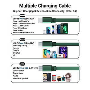 CAFELE [2023 Upgraded] Multi Charging Cable, [No Tangled] Retractable Phone Charger Cord with USB C/Micro USB/I Port for Phones and Tablets,3A,3.3FT,Compact for Car/Travel