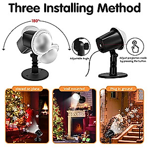 Christmas Projector Lights LED Landscape Projection Moving Snowfall Lights AOFAN Christmas Snowflake Rotating Projectors Lights Indoor & Outdoor Spotlights Decor Stage Irradiation & Garden Tree Wall