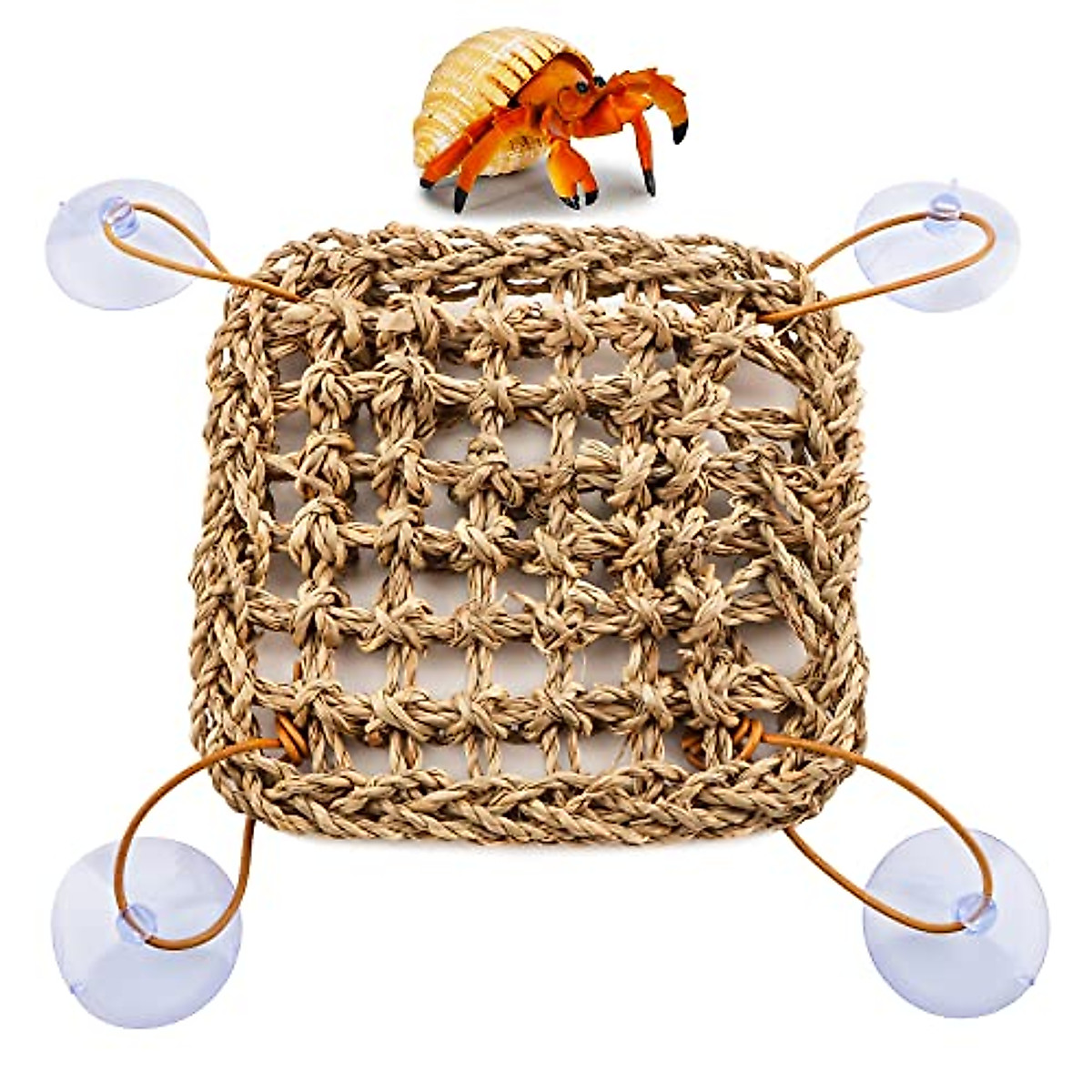 DQITJ Hermit Crab Hammock Natural Seagrass Fibers Hammock Small Reptile Climbing Toys Tank Accessories (Square Shape)