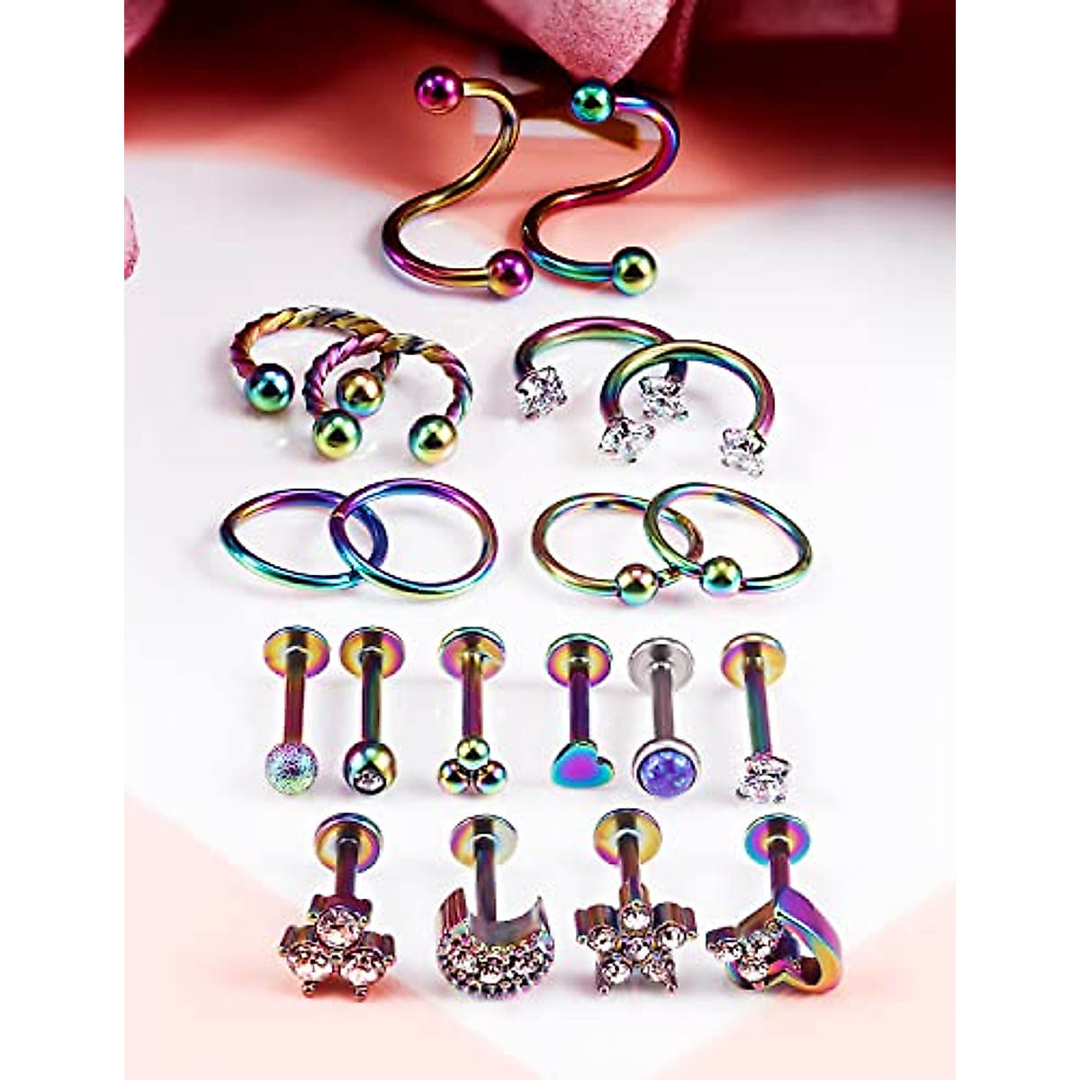 Cisyozi 16G Lip Labret Medusa Monroe Ring Stud Piercing Jewelry for Women 16 Gauge Stainless Surgical Steel Horseshoe Tragus Helix Cartilage Earring Hoop Stud Piercings Jewelry Women Men Rainbrow 8mm