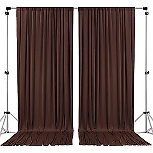 AK TRADING CO. 10 feet x 10 feet Brown Polyester Backdrop Drapes Curtains Panels with Rod Pockets - Wedding Ceremony Party Home Window Decorations