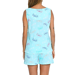 ENJOYNIGHT Womens Pajamas Set Cute Sleeveless Print Tank and Shorts Pj Set Summer Sleepwear (X-Large, Flying)