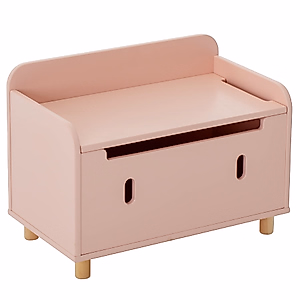 Toy Box for Kids, Wooden Toy Chest, Toy Organizer and Storage for Girls & Boys, Toys Bench Box Playroom Bedroom Living Room (Pink)