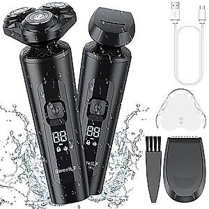 SweetLF Electric Razor for Men, Electric Shavers for Men Face, Rechargeable by Type-C, Cordless, IPX7 Waterproof, LED Display, Portable Travel Razor, Men Gift Idea