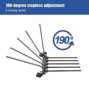 TomGoo Portable Aluminum Drying Rack, 5 Arms, for RVs, Campers, Trailers, Boats, Hotels, Homes