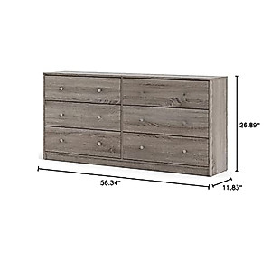 Tvilum 6 Drawer Double Dresser, Truffle Gray