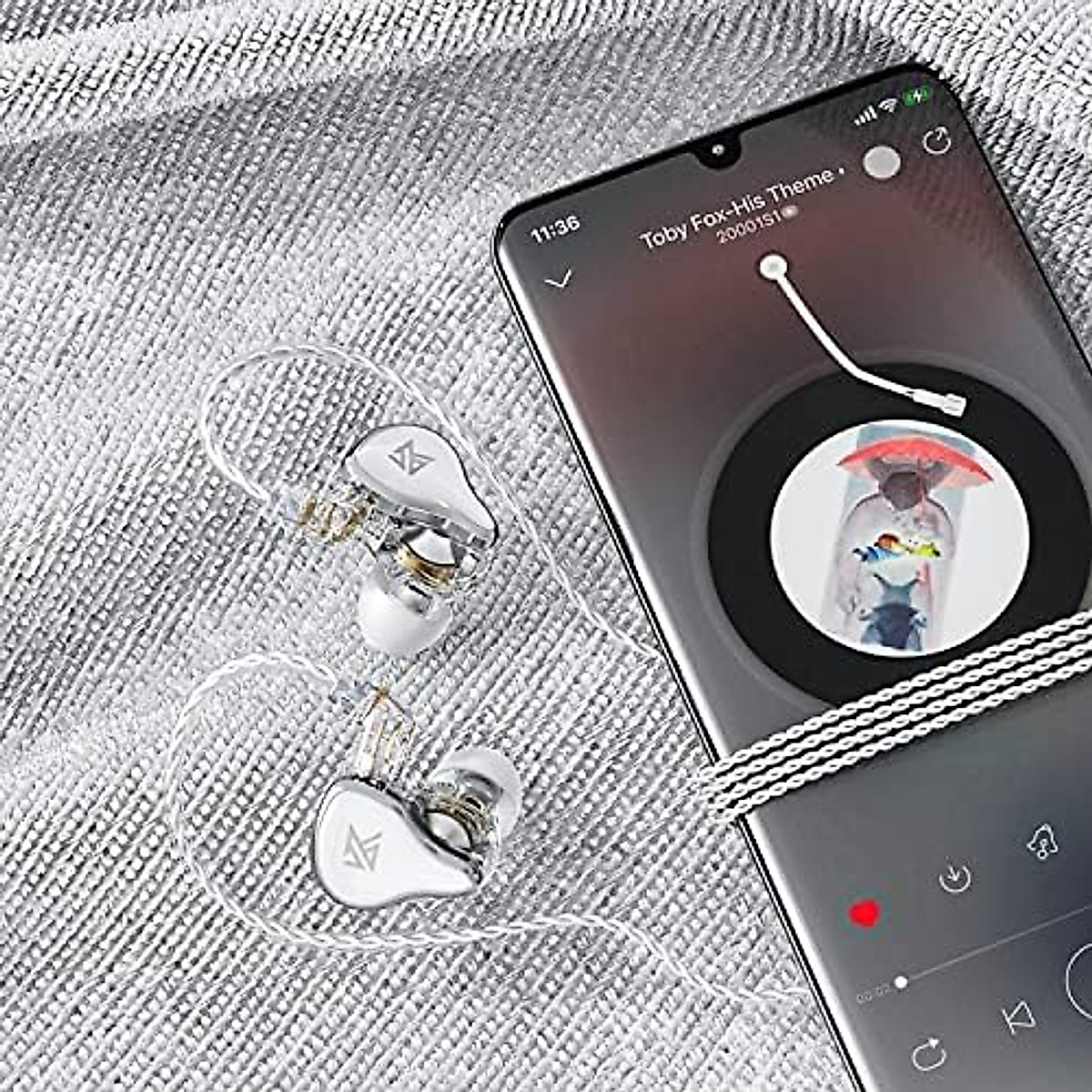 KZ ZAS IEM Earphones,16-Unit Hybrid High-Frequency 7BA+10mm Dual DD HiFi Stereo Sound Earphones Noise Cancelling Earbuds Built-in Callable in-Ear Headphones Wired(White with Microphone)