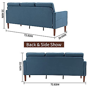 Modern Couch Sofa for Living Room, 3 Seater Sofa for Apartment, Upholstered Linen Fabric Armchair Couches for Office, Beige