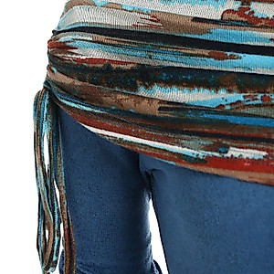 UQRZAU Winter Dresses for Women 2024, Dresses Convertible Neck Cinched Striped Flare A Line Dress Long Sleeve Wedding Guest Dress Sequin Party Dress Renaissance 2024 Dress Bodycon (L, Blue)