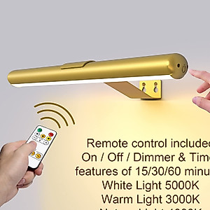 Arixinks Wireless Picture Light for Art Painting with Remote Control, Rechargeable Battery Picture Light Dartboard Light, Full Metal 300lm Brightness Adjustable,Artwork Light for Pictures Gallery