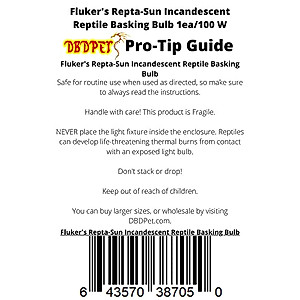 Fluker's Repta-Sun Incandescent Reptile Basking Bulb 100W - Includes Attached DBDPet Pro-Tip Guide