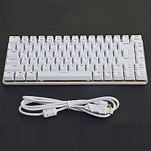 Lomiluskr AK33 Wired Mechanical Keyboard, 82-Keys Compact Mechanical Gaming Keyboard with Anti-ghosting Keys, Small and Portable (Blue Switch/Blue Backlight, White)