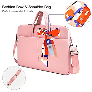 15.6 Inch Laptop Sleeve Shouler Bag Women Ladies Case for Macbook Pro 16 M3 M2 M1, Dell Inspiron 15, HP Envy/Pavilion 15.6, Acer Aspire 15, Lenovo IdeaPad 3 15.6, ASUS Chromebook MSI 15.6 Case, Pink