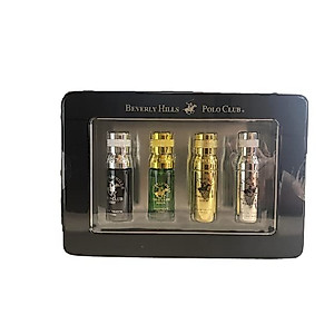 Beverly Hills Polo Club Men's Collection 4-Cologne Gift Set with Deluxe Tin Gift Box (Colognes may vary)