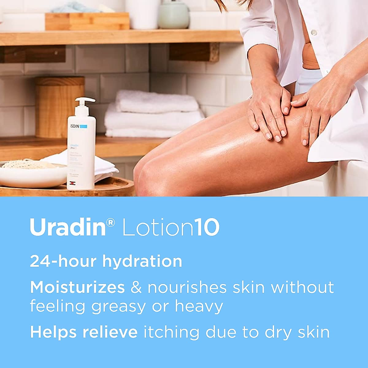 ISDIN Body Lotion Uradin10, 24 Hour Intense Hydration, 10% Urea, Fast Absorbing, Dermatologically Tested, 13.5 Fl Oz
