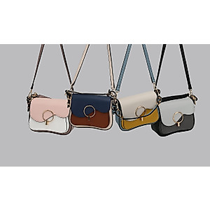 MKF Crossbody Bags for Women – PU Leather Pocketbook Handbag – Medium Side Messenger Purse, Shoulder Strap Cognac-Navy