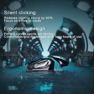 DANCESOUL Unique Look Wireless Mouse with USB＆Type C 2-in-1 Receiver, Rechargeable, Silent Click, Optical, Cordless Mouse for Laptop,PC,Computer,MacBook and All USB Type C Devices-Metal Grey