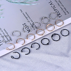 Anicina Nose Rings 20G Nose Studs Nose Rings Hoop Bone Pin Nose Rings Screw Nostril Piercing for Womens Mens CZ Nose Ring Stud