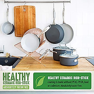 GreenLife Pro Hard Anodized Healthy Ceramic Nonstick, 12 Piece Cookware Pots and Pans Set, PFAS-Free, Dishwasher Safe, Oven Safe, Grey