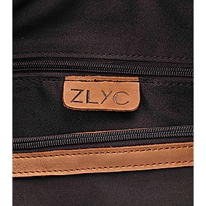 ZLYC Women Vintage Dip Dye Leather Tote Bag Handbag Large Zippered Shoulder Bag, Black
