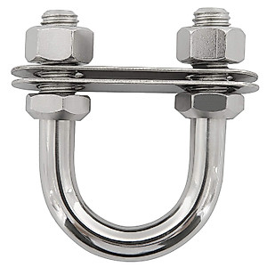 NovelBee 2pcs of Stainless Steel Stern Bow Eye Tie Down U Bolt with Hex Nuts and washers,Stock Dia. 3/7",Thread Length 1-1/4",Overall Length 3"