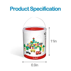 TOOKYLAND Wooden City Building Blocks - 50pcs - Wood Construction Stacking Set, Toy for Kids 2 Years Old +