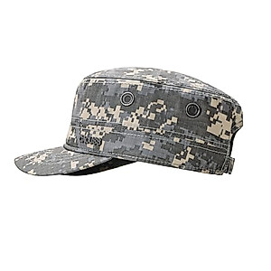 CACUSS Men's Cotton Army Cap Cadet Hat Trucker Dad Hat Military Flat Top Adjustable Classic Baseball Cap