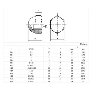 WALENI 5-20pcs Acorn Cap Nut M3 M4 M5 M6 M8 M10 Stainless Steel Decorative Dome Cap Nuts Blind Nuts(201 Stainless Steel,M10 (5pcs))