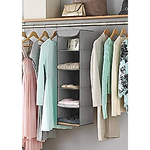 Whitmor 5 Section Closet Organizer - Hanging Shelves with Sturdy Metal Frame