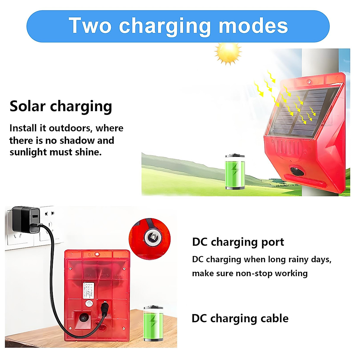 ChunHee Solar Alarm Strobe Light with Remote Control Motion Sensor Detector Outdoor Alarm 129db Sound Security Siren IP65 Waterproof Protected for Villa, Chicken coop, Farm, Yard, 4 Pack