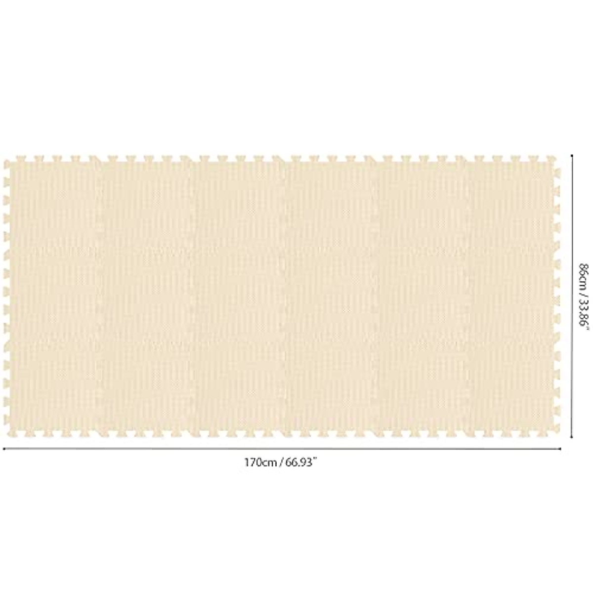 qqpp EVA Rubber 18 Tiles Interlocking Puzzle Foam Floor Mats - Baby Play Mat for Playing | Exercise Mat for Home Workout. Beige. QC-Jb18N