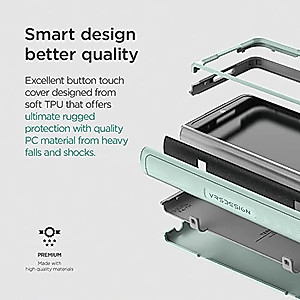 VRS DESIGN Terra Guard Modern for Galaxy Z Fold 4 5G (2022), Premium Modern Neat Style [Anti Scratch Hinge Protection] Case with Tempered Glass Screen Protector (Mint)