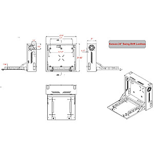 Kenuco Heavy Duty 16 Gauge Steel DVR Security Lockbox with Fan and Swing Open Top (24'' x 21'' x 8'' Black)