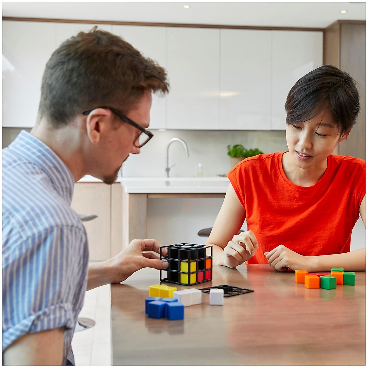 Rubik’s Cage, 3D Fast-Paced Strategy Sequence Game Color Stacking Challenging Toy Puzzle-Solving Activity Brain, for Adults & Kids Ages 7 and up