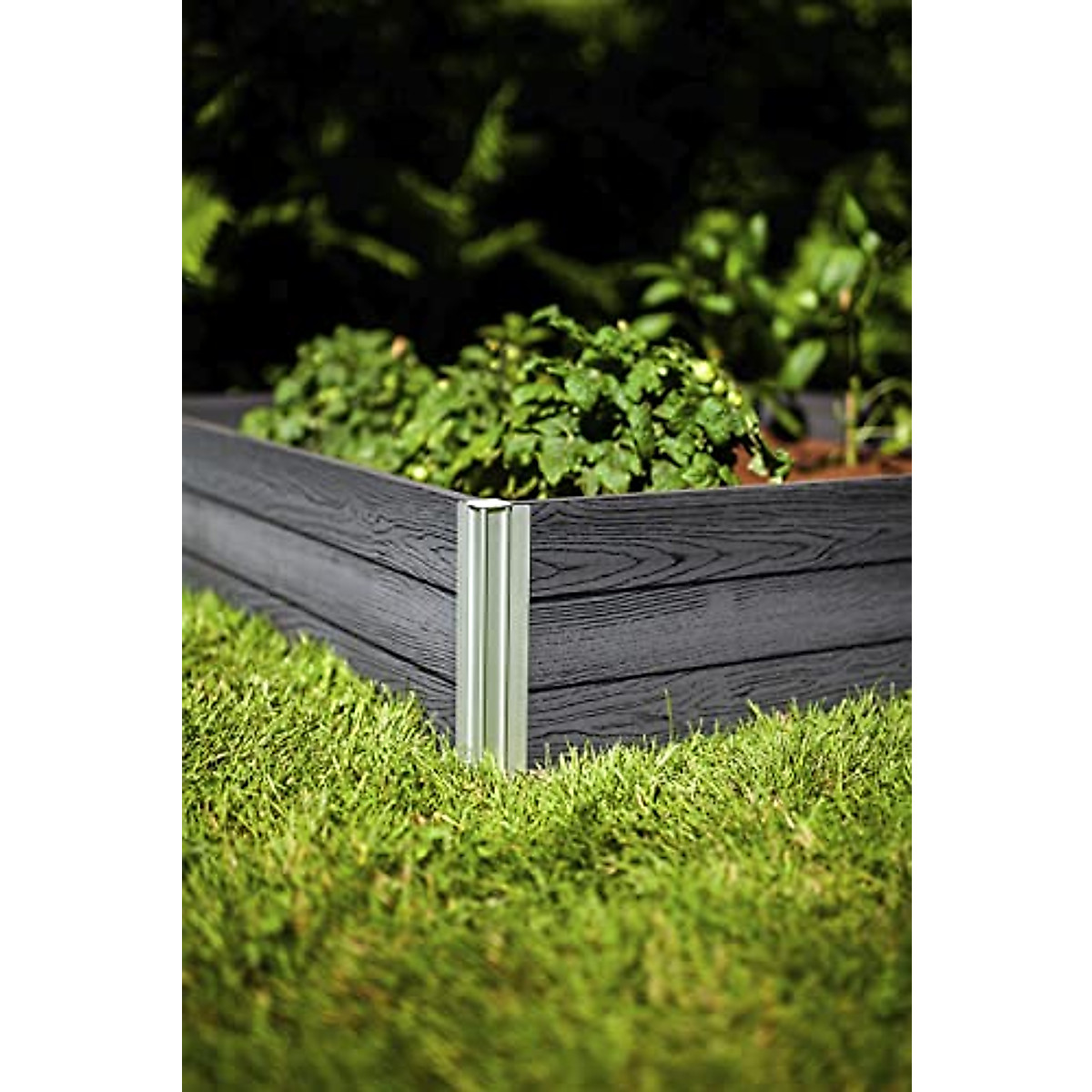 Vita Urbana 4 Foot x 4 Foot x 11 inch Embossed Vinyl Modular Garden Bed, Slate Gray, Grey, Woodgrain, PVC, BPA and Pthalate Free, VT17600