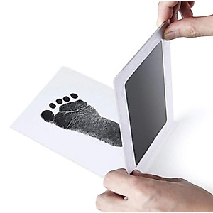 Hottest! Safe Non-Toxic Baby Footprints Handprint No Touch Skin Inkless Ink Pads Kits for 0-6 Months Newborn Pet Dog Paw Prints Souvenir (One Size, Black)