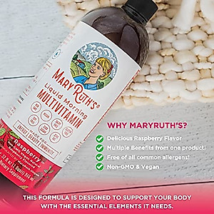 Liquid Morning Multivitamin Raspberry Kids & Probiotic USDA Organic Gummies Bundle by MaryRuth's | Immune Support | Kids Digestive & Gut Health Supplement for Men, Women & Kids