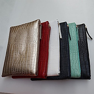 NIGEDU Women Clutches Crocodile Grain PU Leather Envelope Clutch Bag (Black)