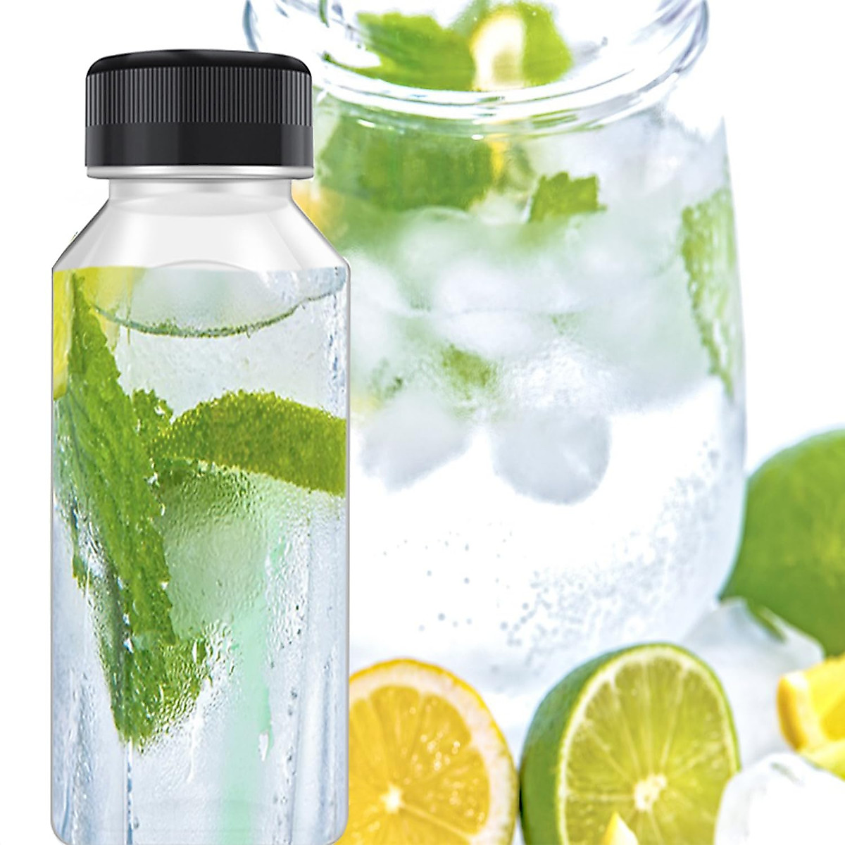 XYSMZM 8 Pcs 4 Oz Juice Bottles Plastic Ginger Shot Bottles, Leak Proof, Beverage Containers for Juice, Smoothie, Milk, Black Lid