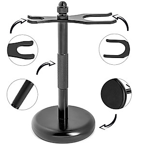 Shaving Razor Kit Double Edage Safety Razor 2 Layers Stainless Steel Shaving Mug Shaving Soap Cream Synthetic Shaving Brush Heavy Chrome Shaving Stand Black Shaving Razor Gift for Men