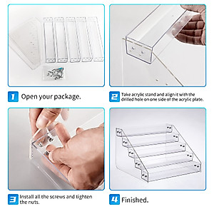 Kihor Tiered Spice Rack Acrylic, Spice Rack Shelf Seasoning Organizer for Countertop, Cabinet, Pantry, Kitchen Storage - 5 Tier