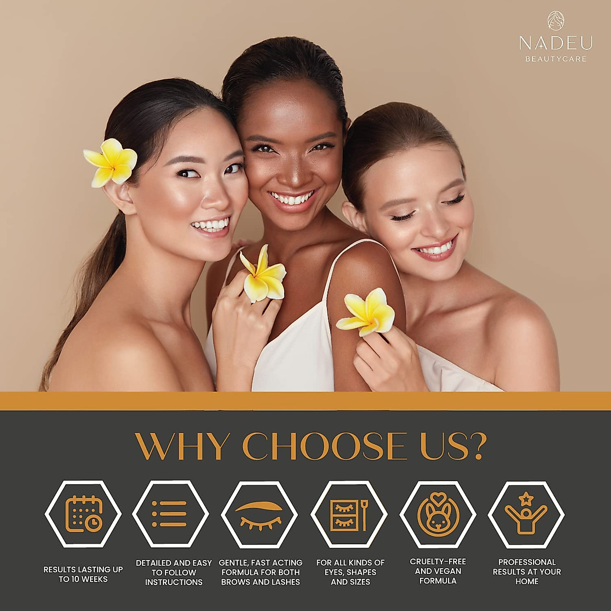 Nadeu Beautycare Eyebrow Lamination Kit & Lash Lift Kit Deluxe Set - Includes Beauty Brushes & Tools - Fuller Feathered Eyebrows & Curled Lashes - DIY at Home for Gorgeous Lifted Lashes & Trendy Brows