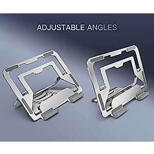 elitehood Aluminum Tablet Stand Holder, Adjustable Portable Desktop Holder Dock, 7.9" Wide - Foldable and Slim iPad Stand Compatible with iPad Pro 12.9, 11, Air 4, Mini 6, iPhone, Kindle, Cell Phone