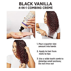 Carol's Daughter Black Vanilla 4-in-1 Combing Creme, Hair Cream For Curly, Wavy or Natural Hair, Hair Detangler for Dry, Dull or Brittle Hair, 8 Fl Oz