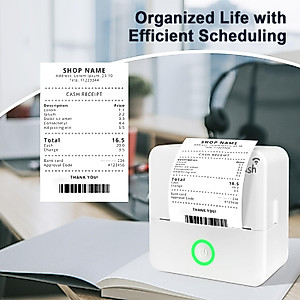 Doodle Dash Printer Mini Printer Sticker Maker Bluetooth Connection Cell Phone, Tablet with 5 Self-Adhesive Rolls Printing Paper Wireless Inkless Pocket Printer Suitable for Photos, Study (White)