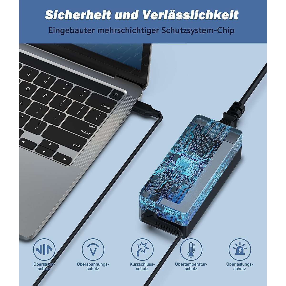 45W USB-C Laptop Charger for Chromebook Hp Dell Acer Asus Lenovo Samsung Laptop USB-C Adapter Power Cable More Device Type C Fast Charging