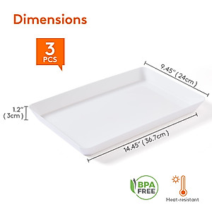 Lifewit Silverware Drawer Organizer and 3pcs Plastic Serving Tray